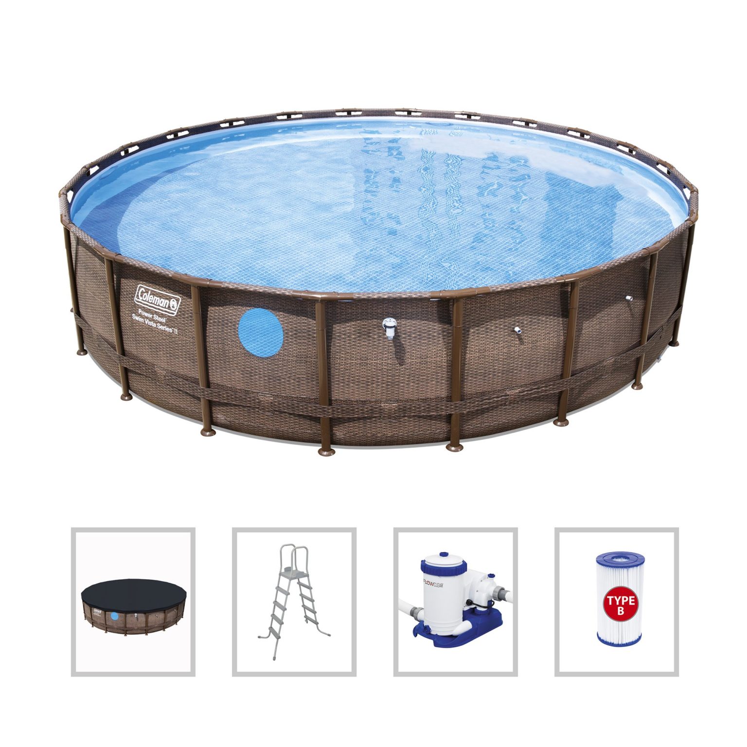 Coleman® 22′ x 52″ Power Steel Swim Vista Series II Swimming Pool Set ...